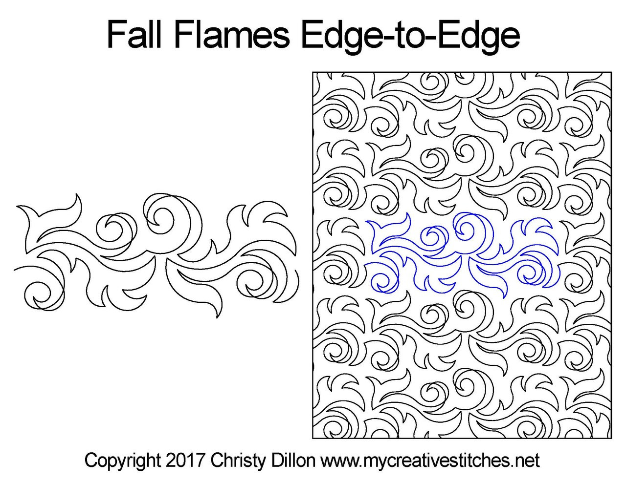 Computerized Quilting Patterns Fall Flames Edge-to-Edge