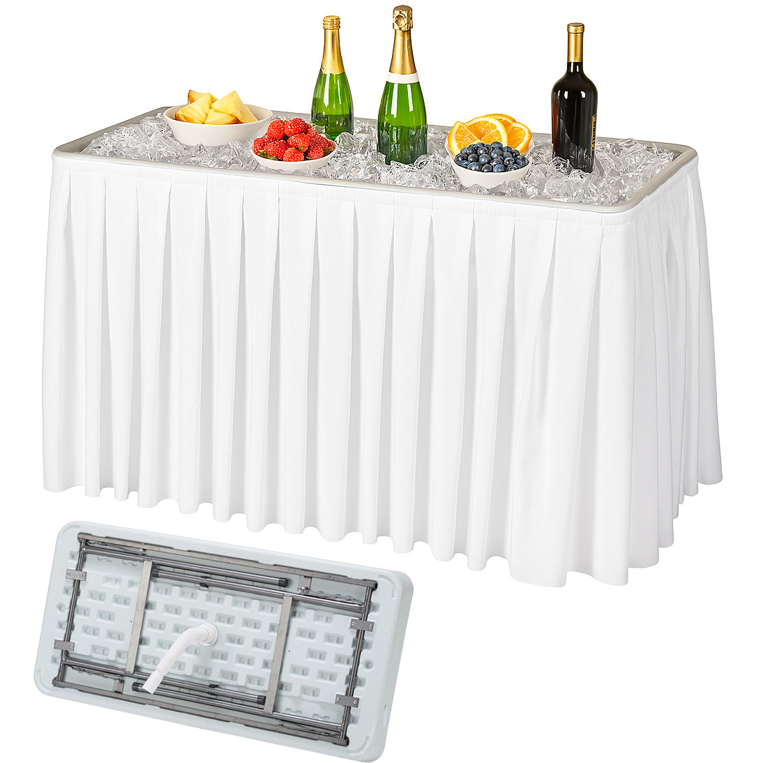 Modern Home 4' Party Ice Bin Table with Skirt - Portable Folding ...