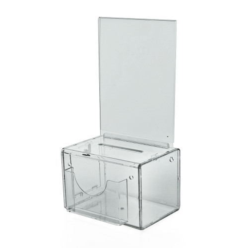 Clear Large Lottery Box with Pocket, Lock and Keys - Azar Displays