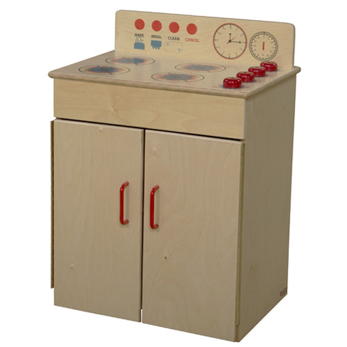 Classic Wooden Play Stove with Red Handles and Knobs - Endeavour Toys