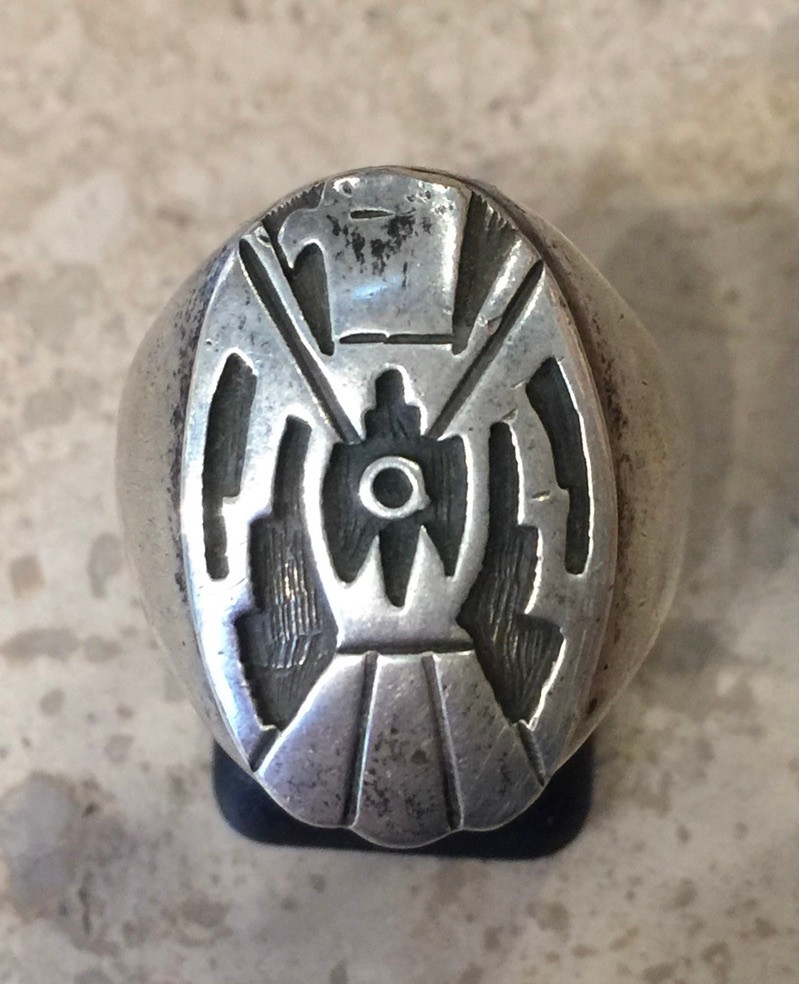 HOPI RINGS OVAL DOUBLE EAGLE MOTIF VICTOR COOCHWYTEWA 8 1/2 SOLD ...