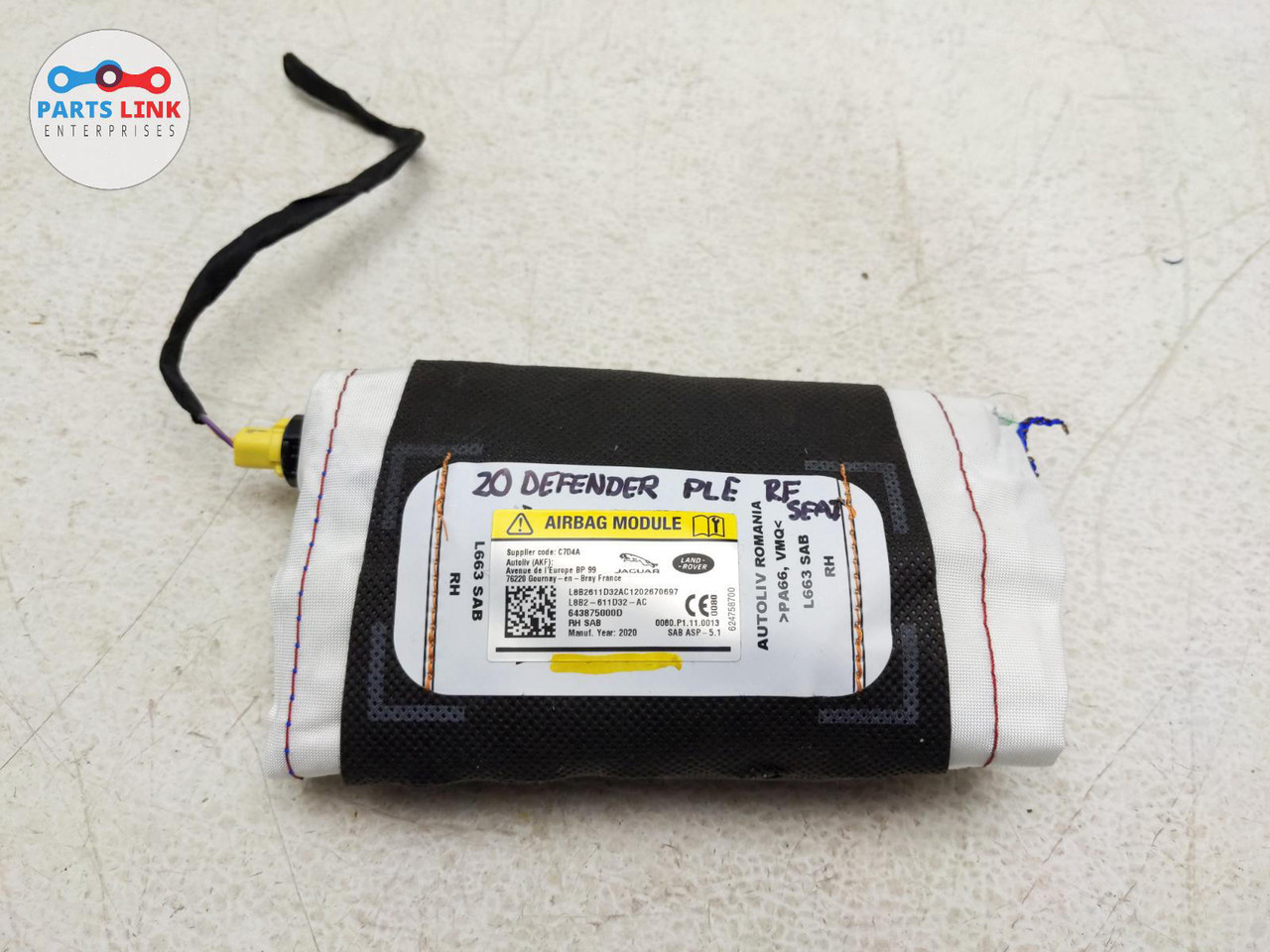 2020-2021 LAND ROVER DEFENDER FRONT RIGHT PASSENGER SEAT AIRBAG SIDE ...