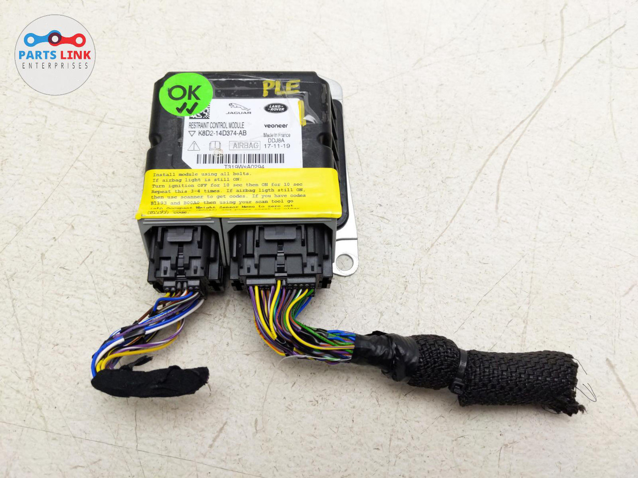 2020 RANGE ROVER EVOQUE AIR BAG RESTRAINT CRASH DATA SRS CONTROL MODULE ...