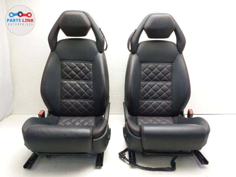 2010-14 LAMBORGHINI GALLARDO FRONT POWER SEATS DIMOND BLACK RED STITCH ...