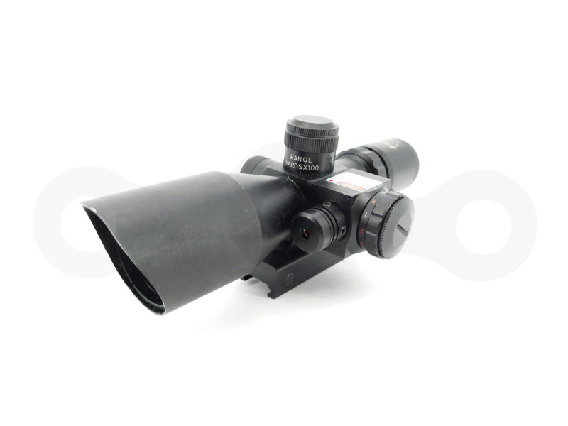 PINTY SCOPE 2.5-10X40 MIL-DOT RIFLE DUAL ILLUMINATED RED LASER WITH MOUNT