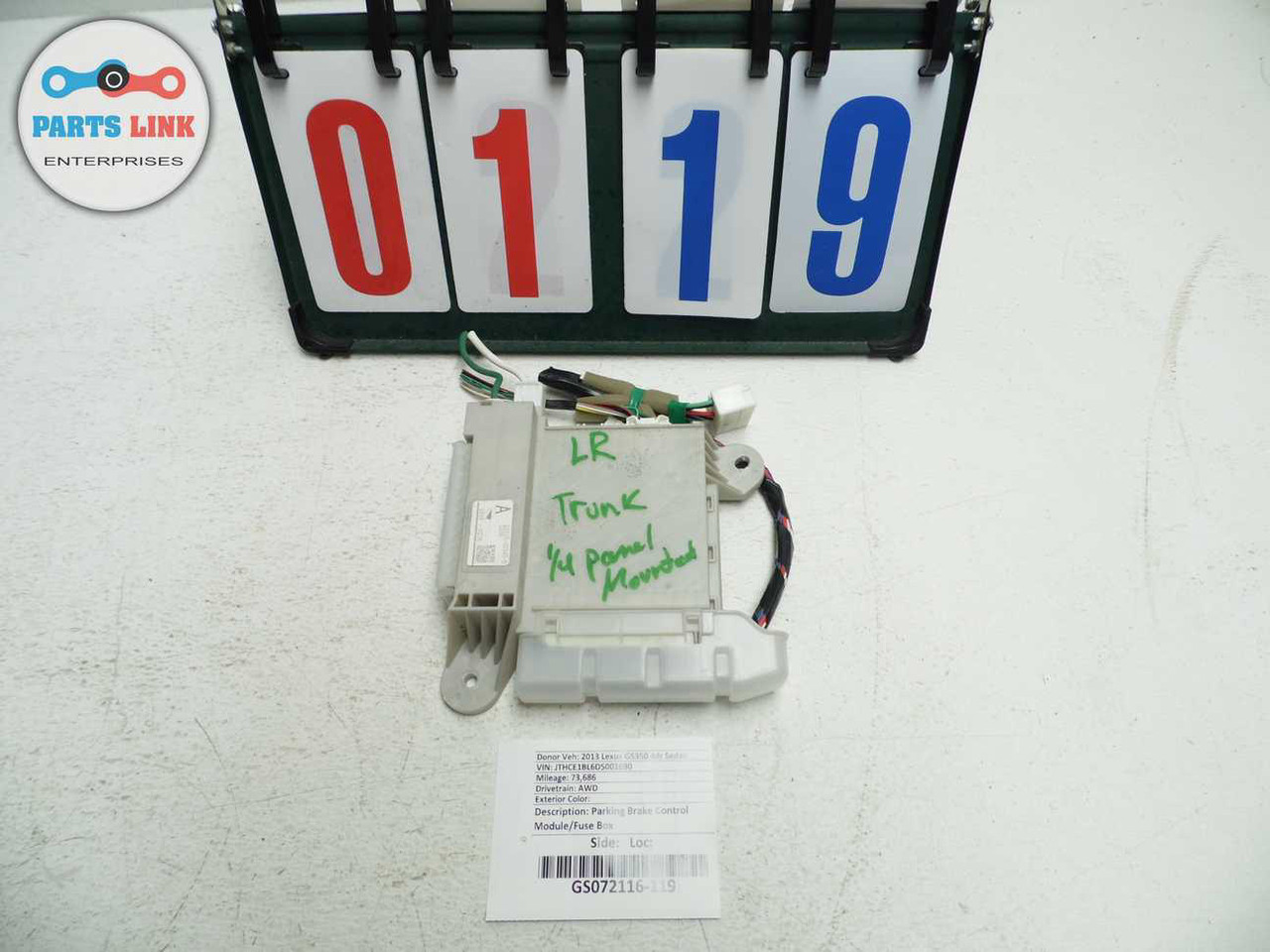 2013-2016 LEXUS GS350 PARKING BRAKE CONTROL MODULE RELAY JUNCTION BLOCK ...