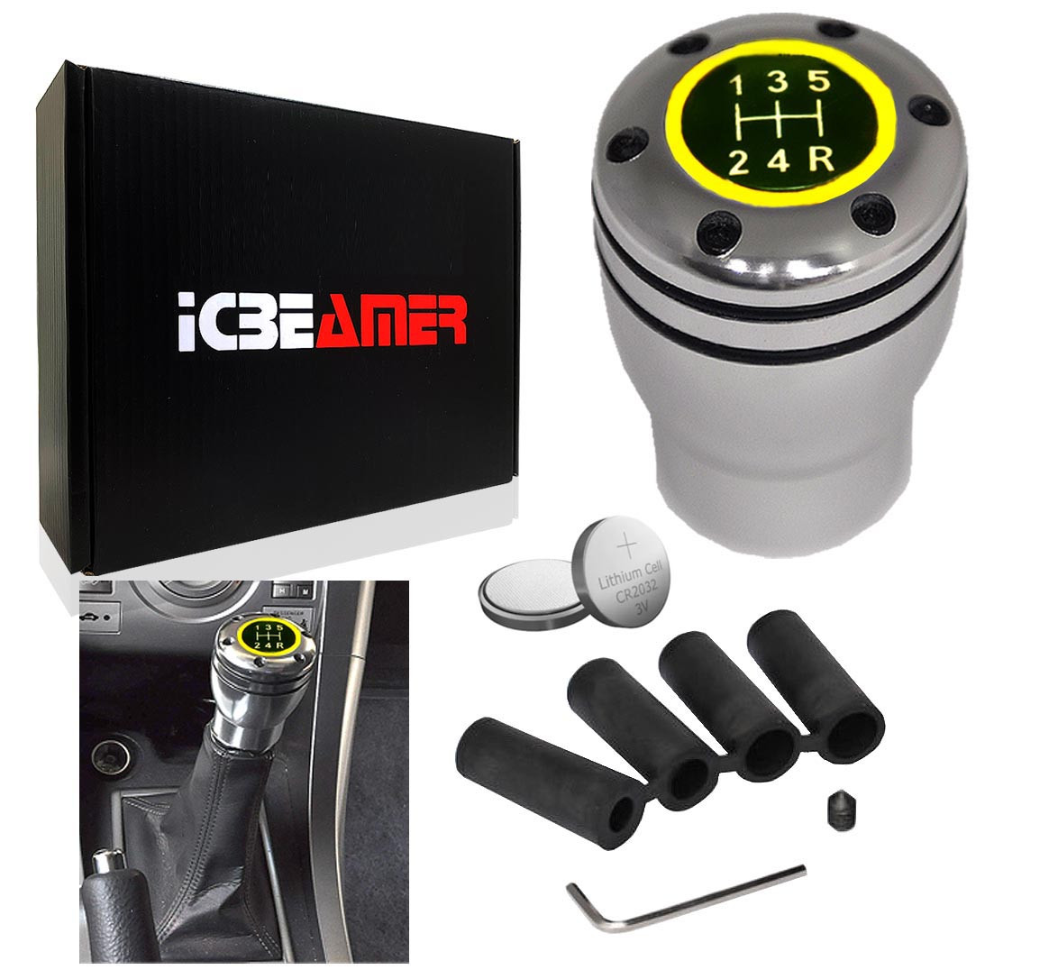 JDM NEW Manual Car Gear Stick Shifter Shift Knob Silver Color w/Yellow ...