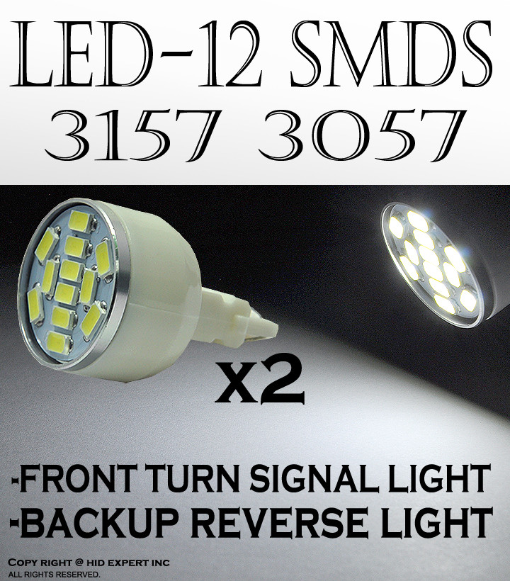 12 LED 3056, 3156, 3157, 3356, 3456 White Front Turn Singal Light Bulbs ...