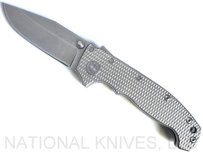 Demko Knives MG AD-20 Clip Point | Textured Titanium | 20CV | National ...