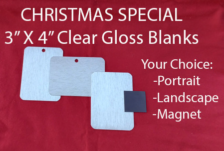 Clear Gloss Aluminum 3" x 4" Dye Sublimation Christmas Blanks