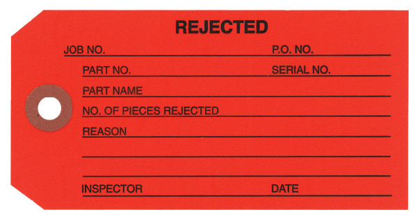 #5 G-Series Red Rejected Tags - Ryan Quality Control