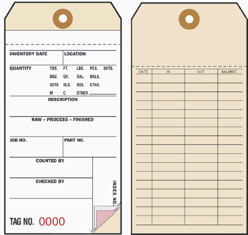 Inventory Tags - 3 Part Carbonless (Box of 500) - Ryan Quality Control