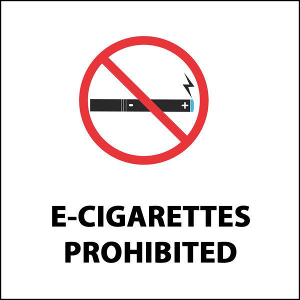 E-Cigarettes Prohibited Sign, 4Hx4W, Adhesive | Zing