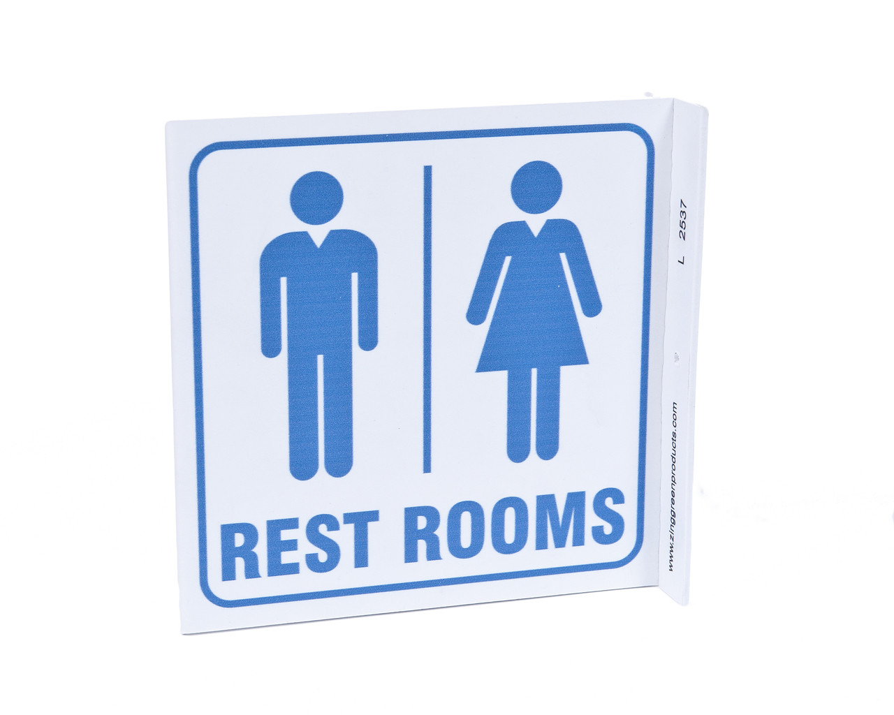 Projecting Restrooms Sign, Projects 7", L-shape | Zing