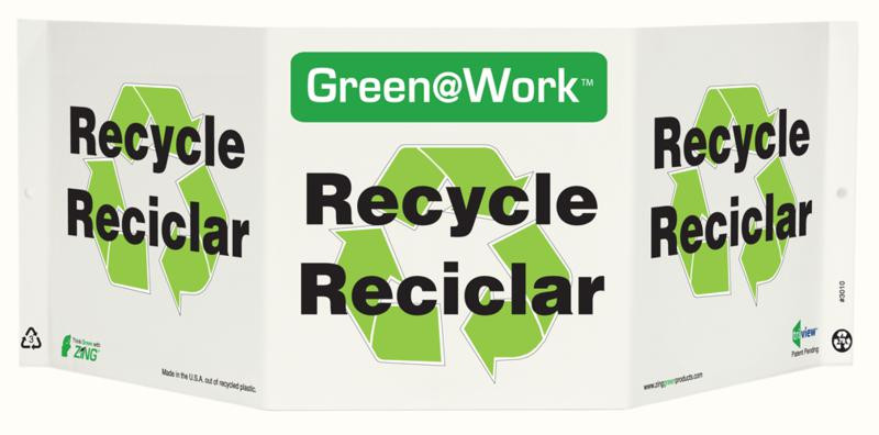 Recycle Sign, English/Spanish - Triview Projecting Signs | Zing