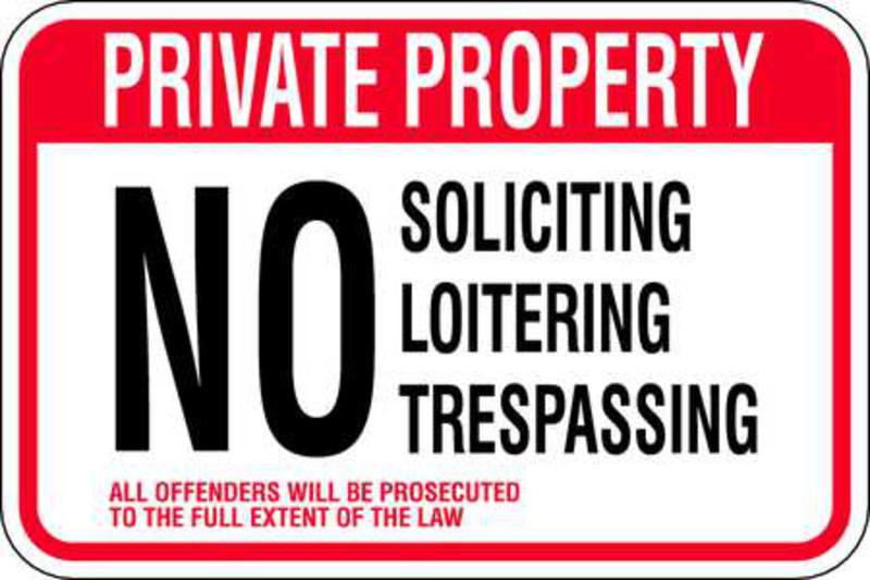 Private Property No Soliciting Sign Zing Green Products