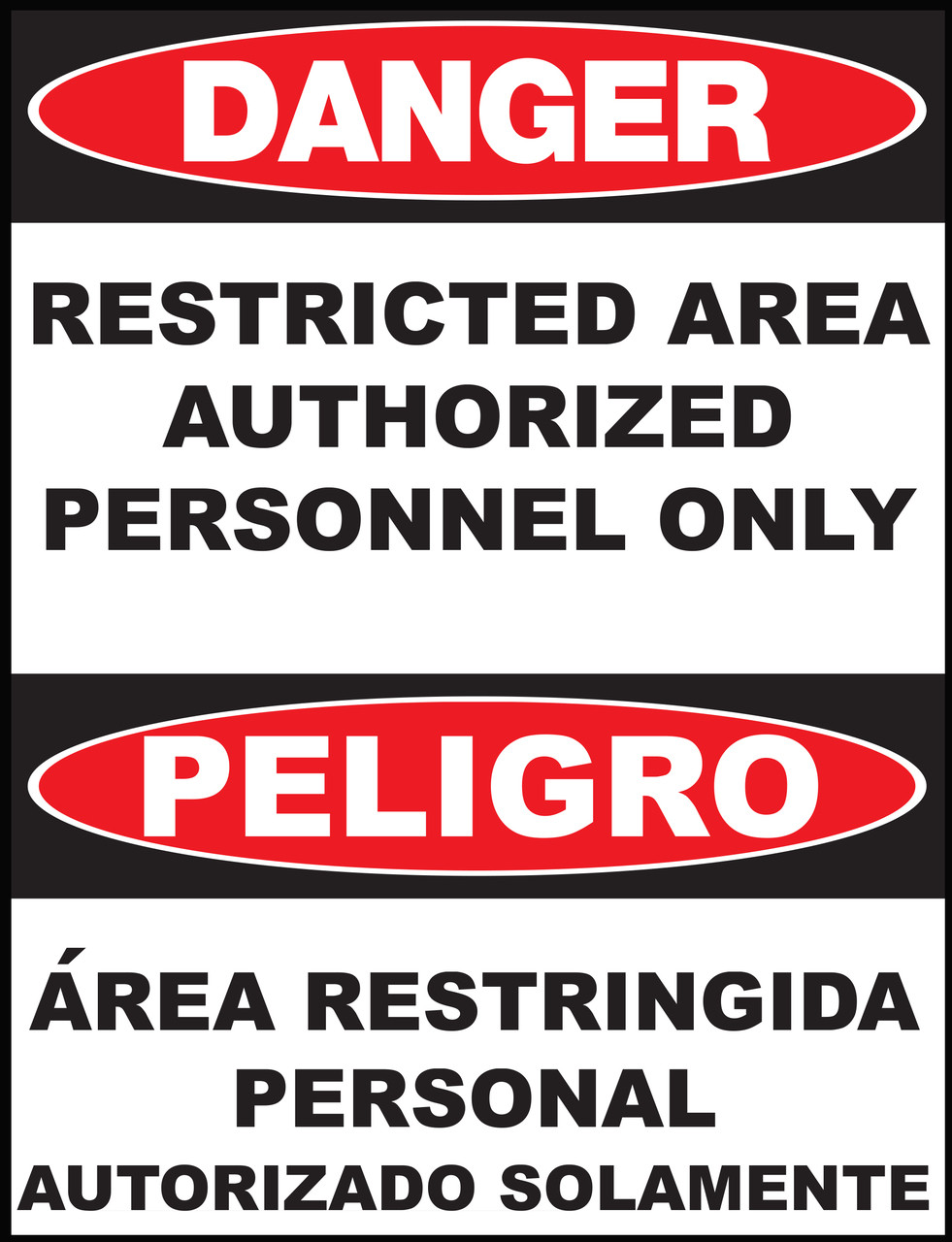 Danger Restricted Area Sign, English/Spanish | Zing