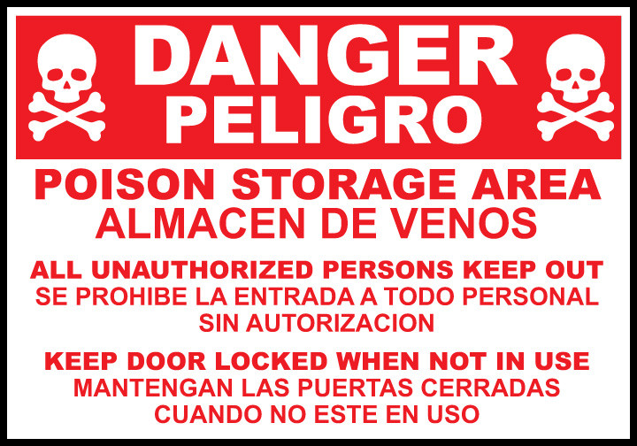 Danger Sign, Poision Storage Area, English/Spanish | Zing