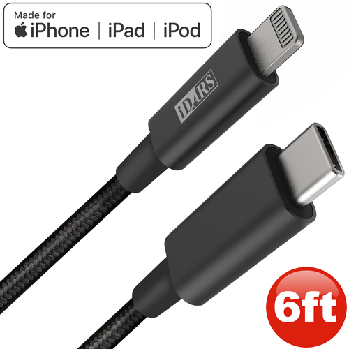 iDARS MFi Apple Certified PD Fast Charge USB-C to Lightning Braided ...