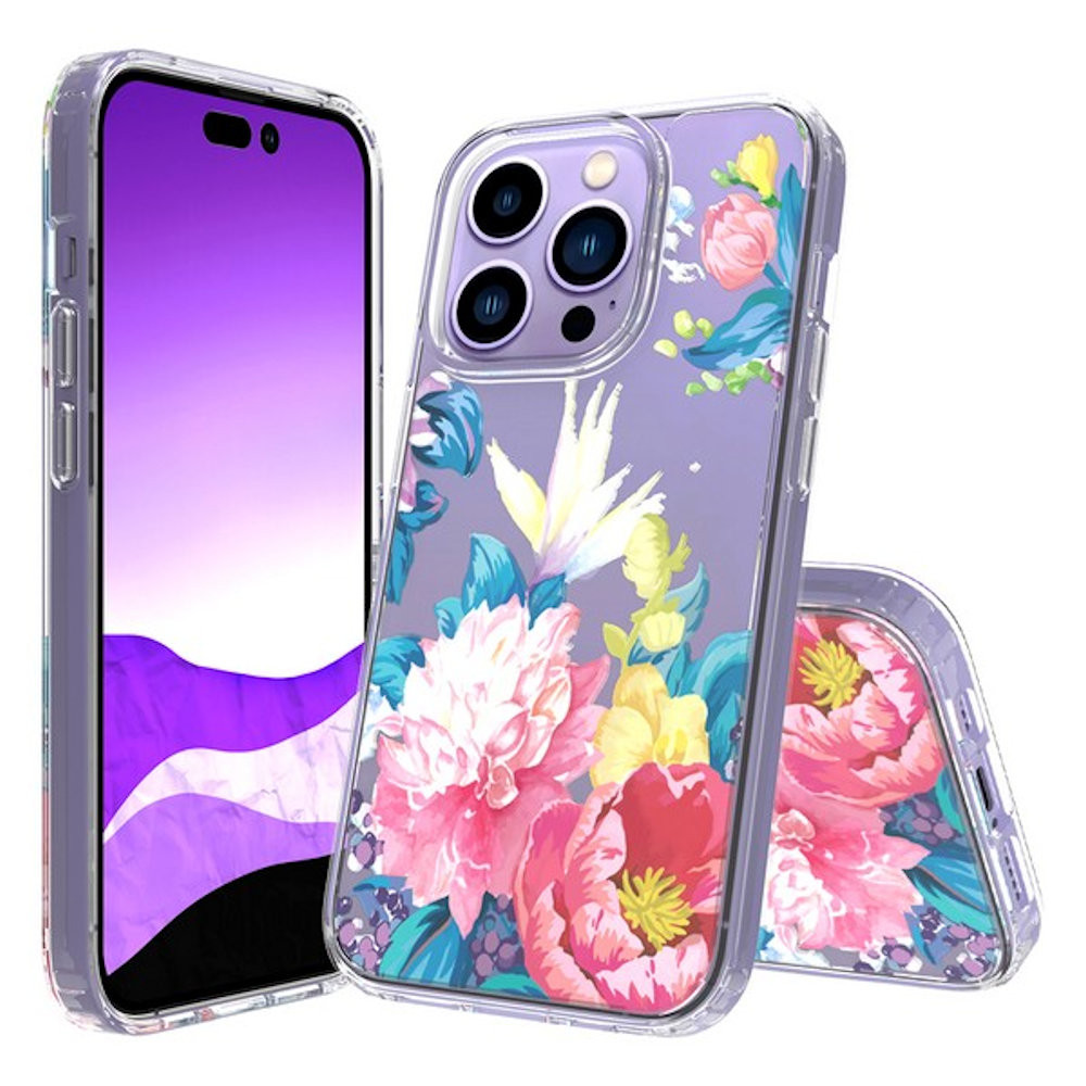 Fusion Shield Tough Snap-on Case for iPhone 14 Pro - Floral Garden - HD ...