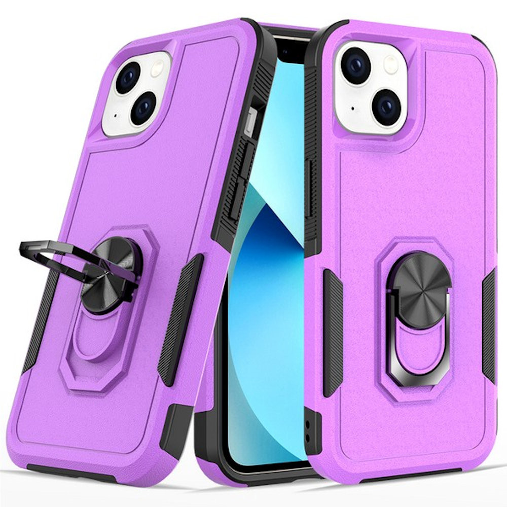 TUFF Shockproof Hybrid Armor Case with Ring Grip for iPhone 14 - Purple ...