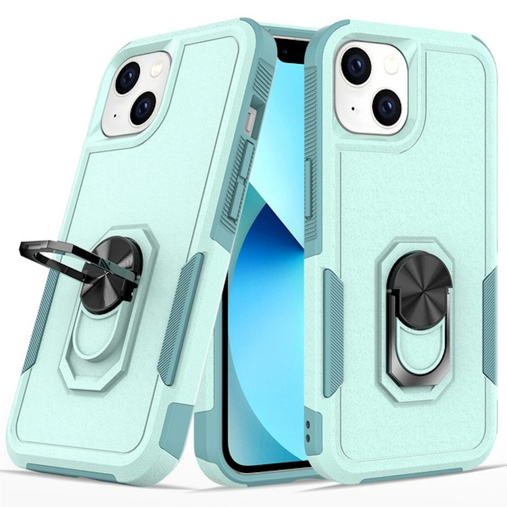 TUFF Shockproof Hybrid Armor Case with Ring Grip for iPhone 14 - Teal ...