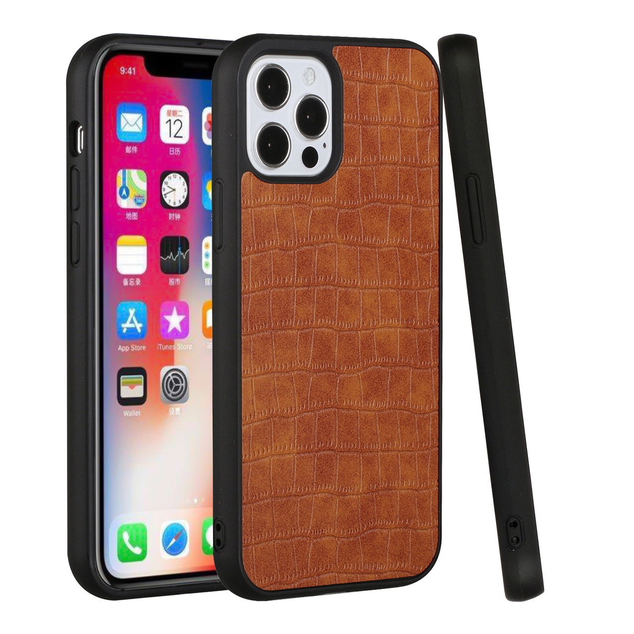 Crocodile Skin Executive Slim Shield Fusion Case for iPhone 14 - Brown ...