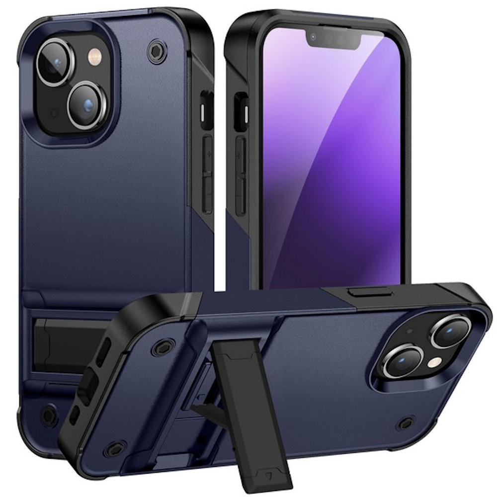 TUFF Hybrid Armor Case with Kickstand for iPhone 14 - Navy Blue - HD ...