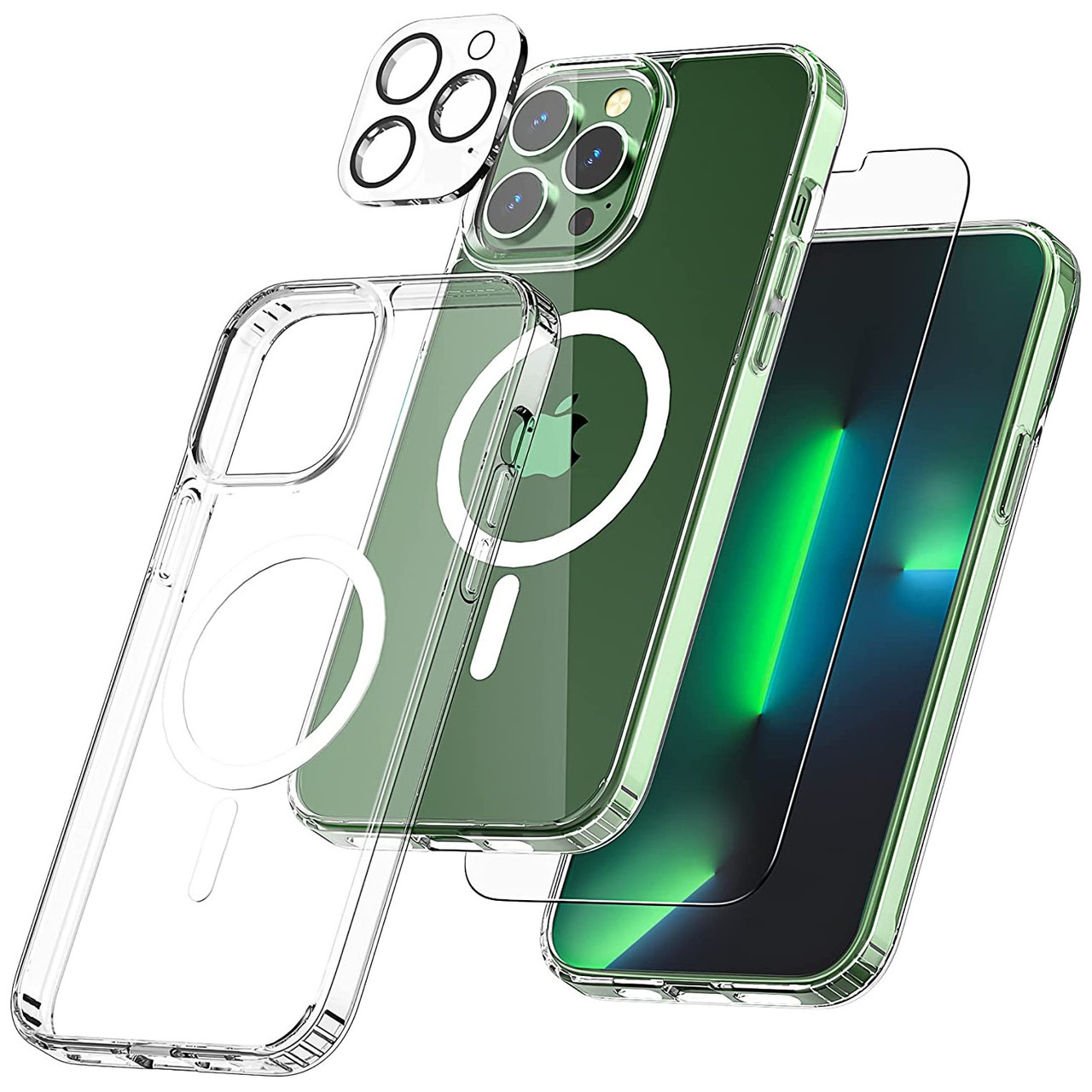 MagSafe Compatible Premium Hybrid Protective Clear Case + Tempered ...