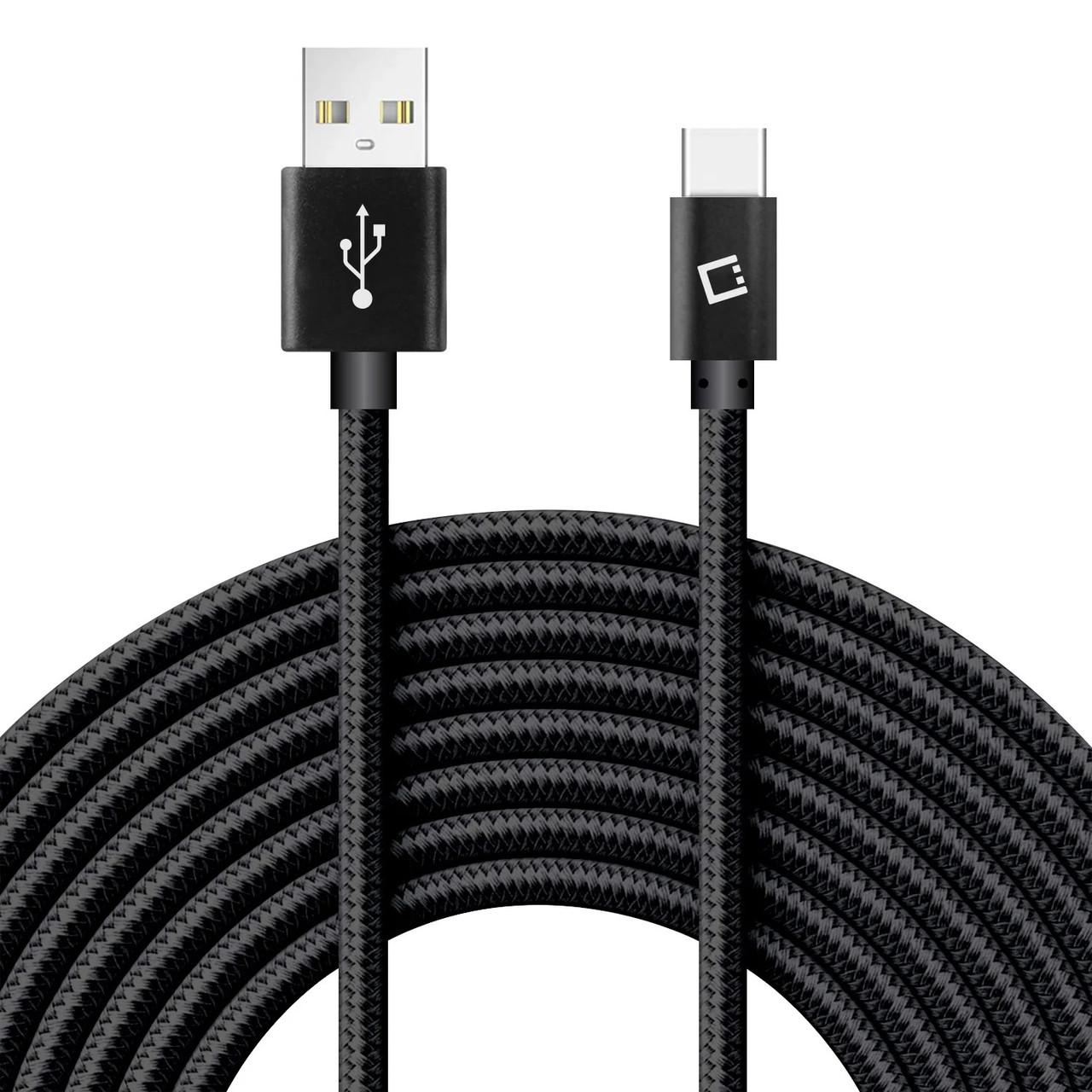 10 Ft. USB-C to USB-A Charge and Sync Nylon Braided Cable - Black - HD ...