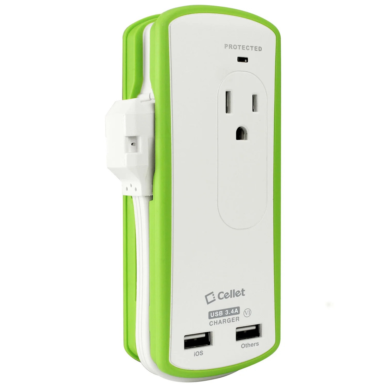 Compact 2 Outlet Surge Protector + Dual Optimized USB-A Charging Ports ...