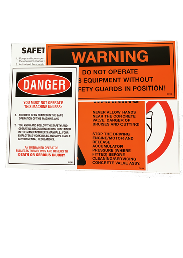 Line Pump Safety Stickers - Concrete Pumping Association of Australia