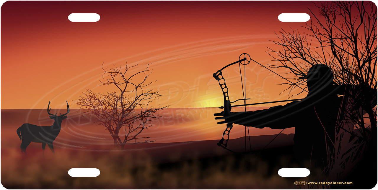 Morning Deer Hunter License Plate Tag From Redeye Laserworks