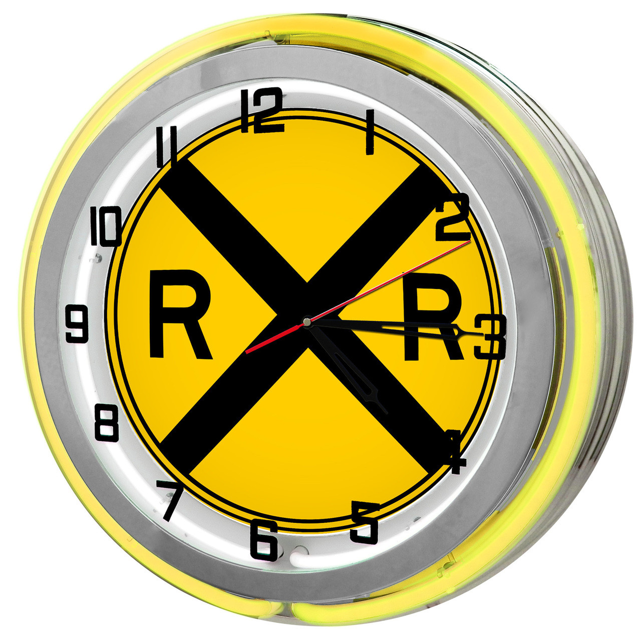 Railroad Crossing Neon Clock from Redeye Laserworks