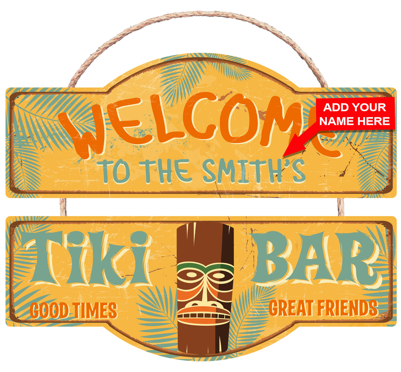 Tiki Welcome Sign Welcome To The Tiki Hut Surfboard Wall Art – Old