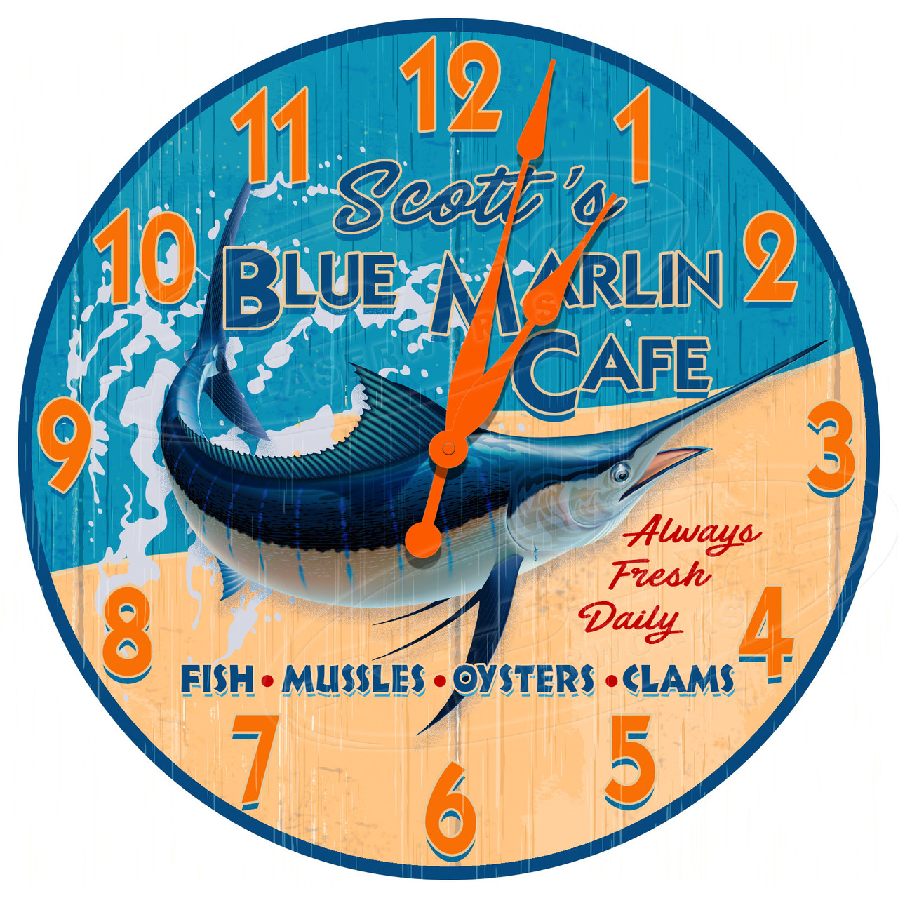 Personalized Seafood Restaurant Decorative Wall Clock - Redeye Laserworks
