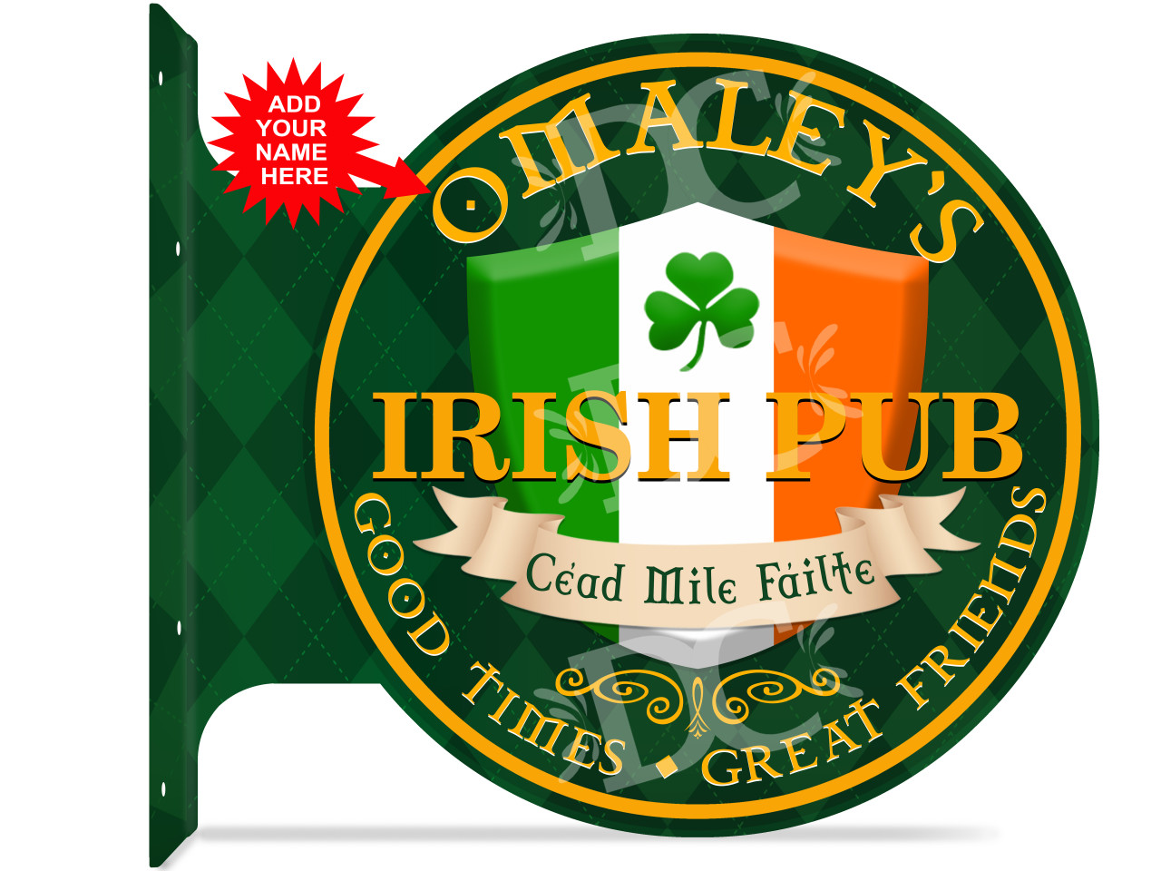 Irish Pub Customized Double Sided Metal Flange Sign Redeye Laserworks