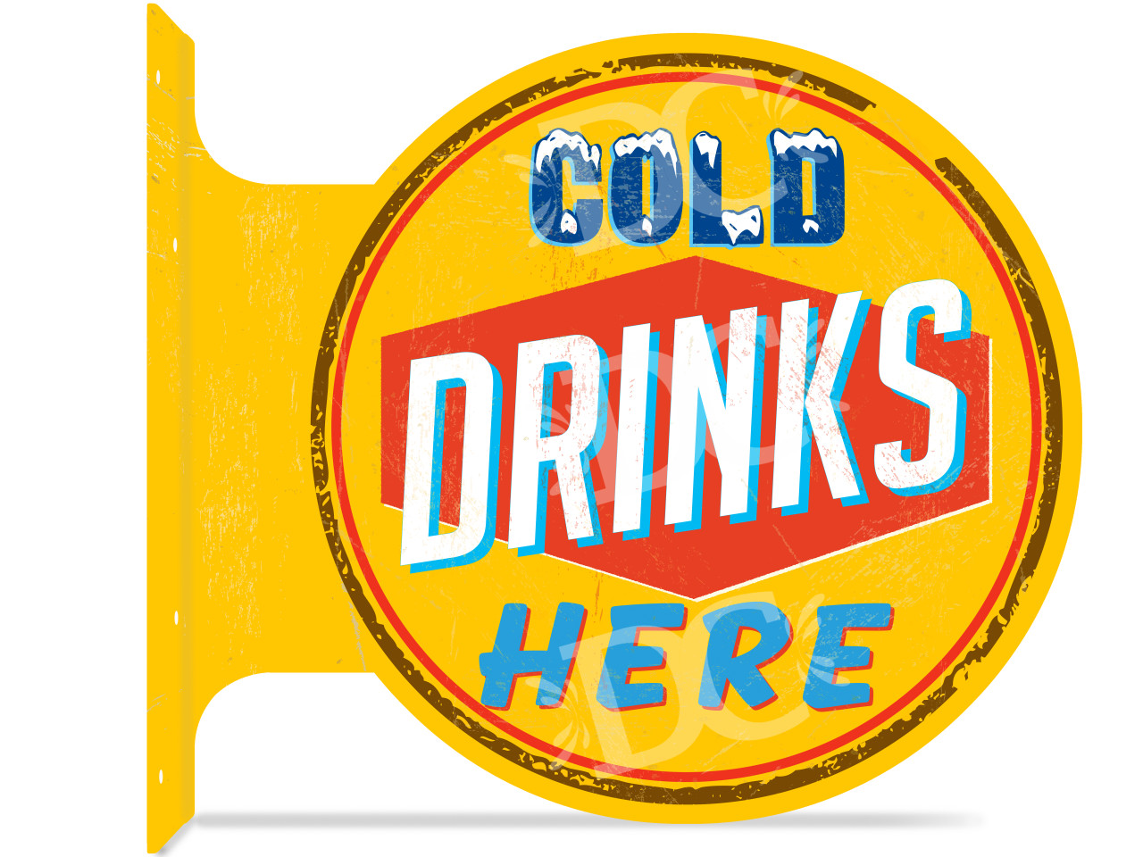 Cold Drinks Vintage Themed customized double sided metal flange sign ...