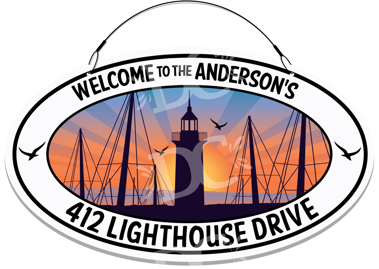 Lighthouse Sunrise Themed Welcome Signs Decorative Signs - Redeye ...