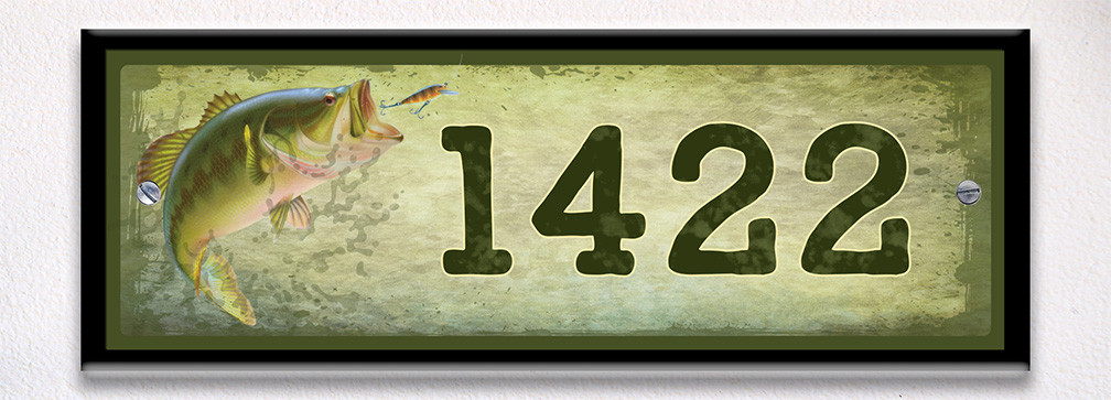 Largemouth Bass Themed Ceramic Tile House Number Address Sign - Redeye ...