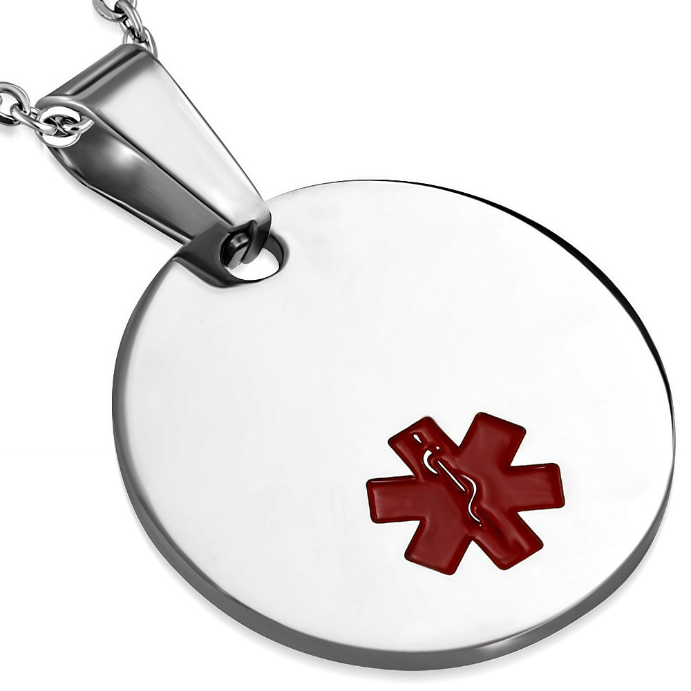 Quality Stainless Steel Round Medical ID Pendant