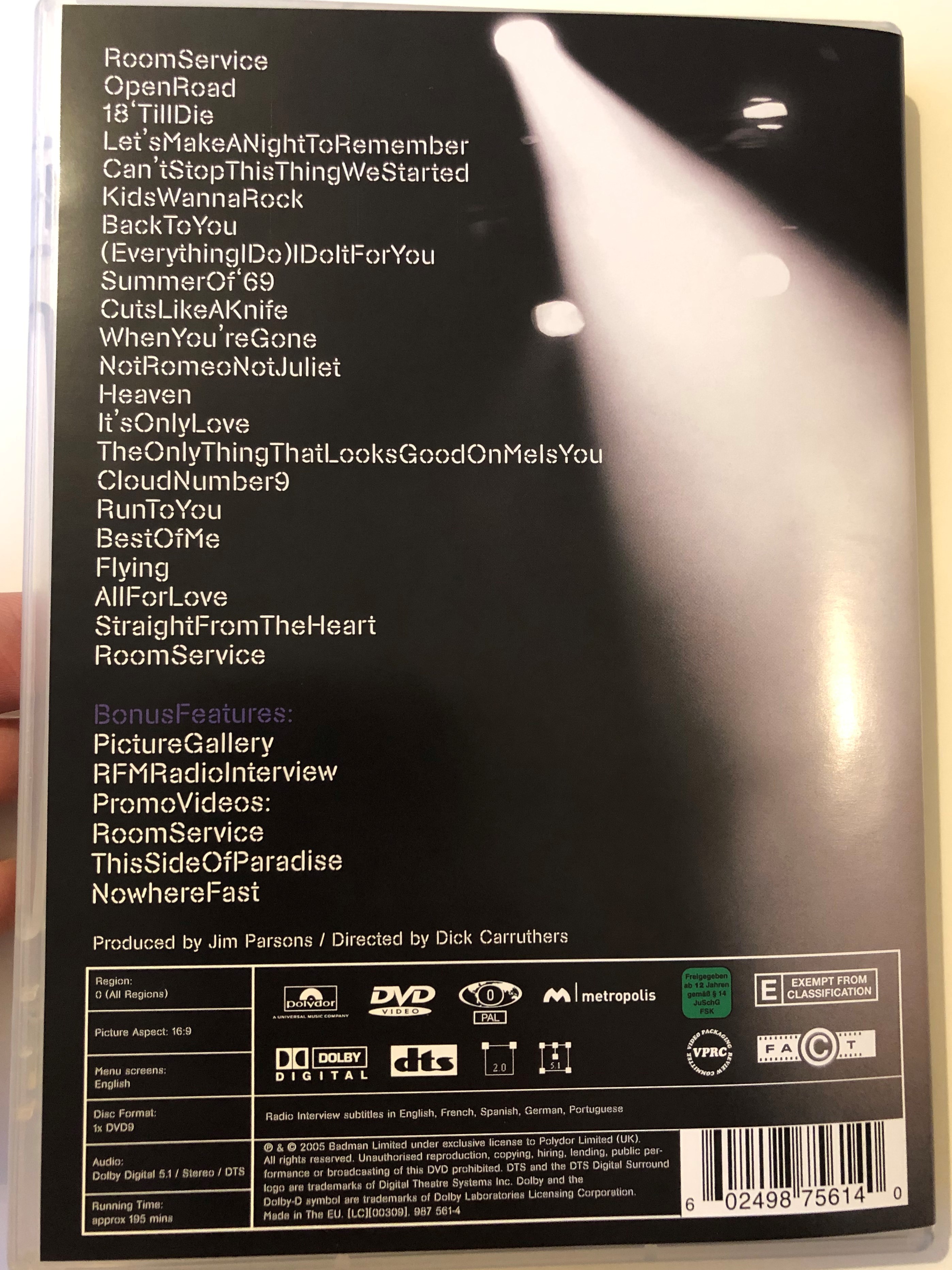 Bryan Adams DVD 2005 Live in Lisbon / Directed by Dick Carruthers ...