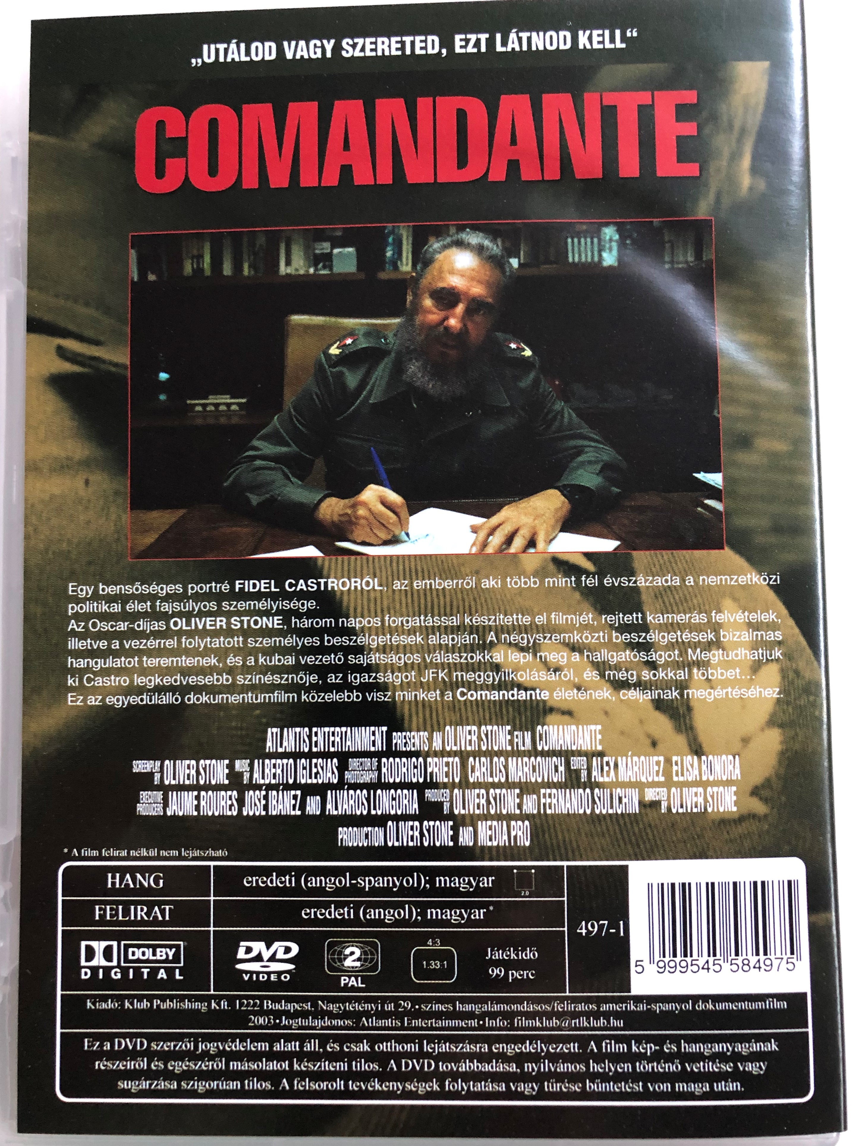 Comandante DVD 2003 / Directed by Oliver Stone / Political documentary ...
