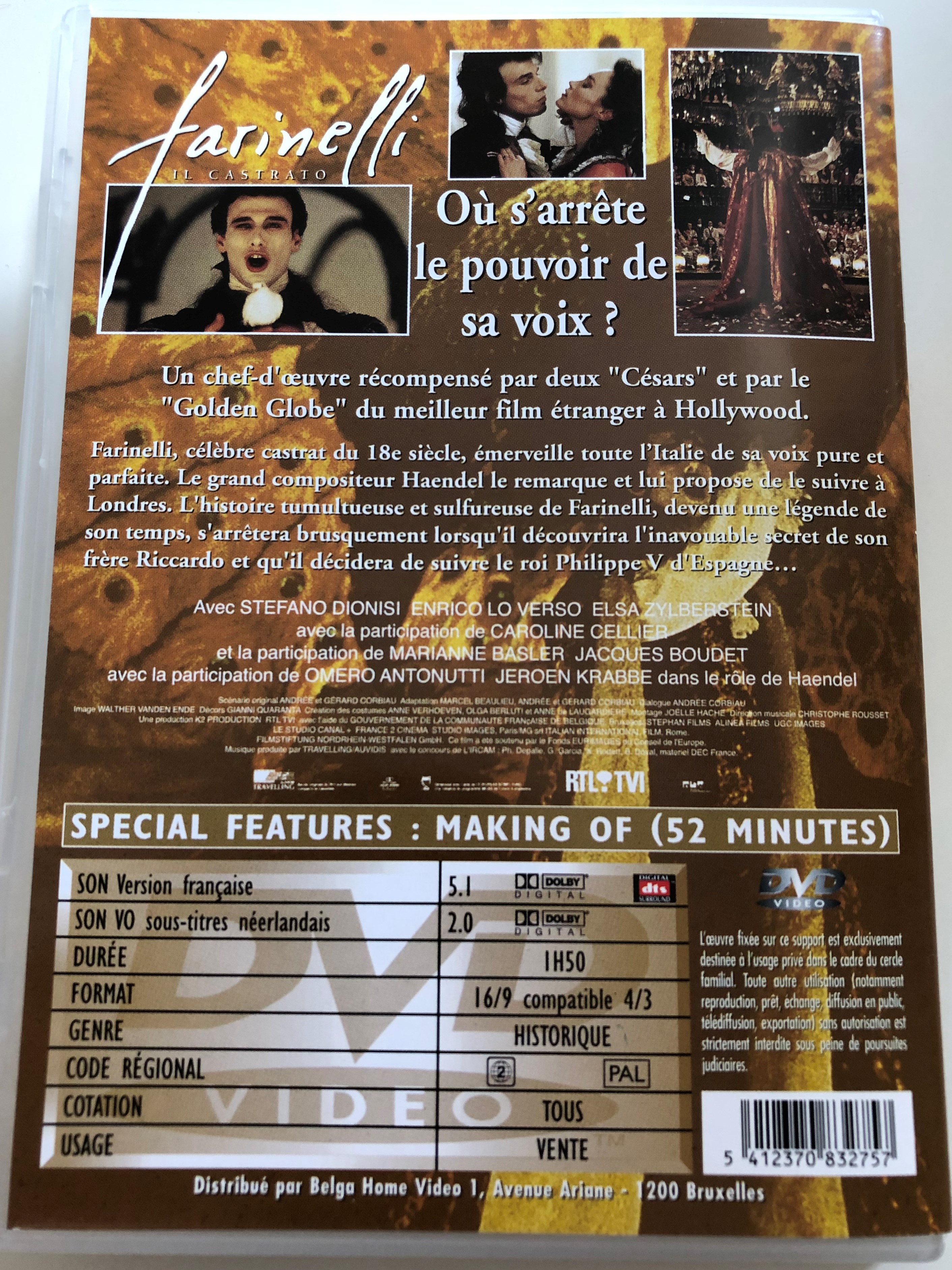 Farinelli - il Castrato DVD 1994 / Directed by Gérard Corbiau ...