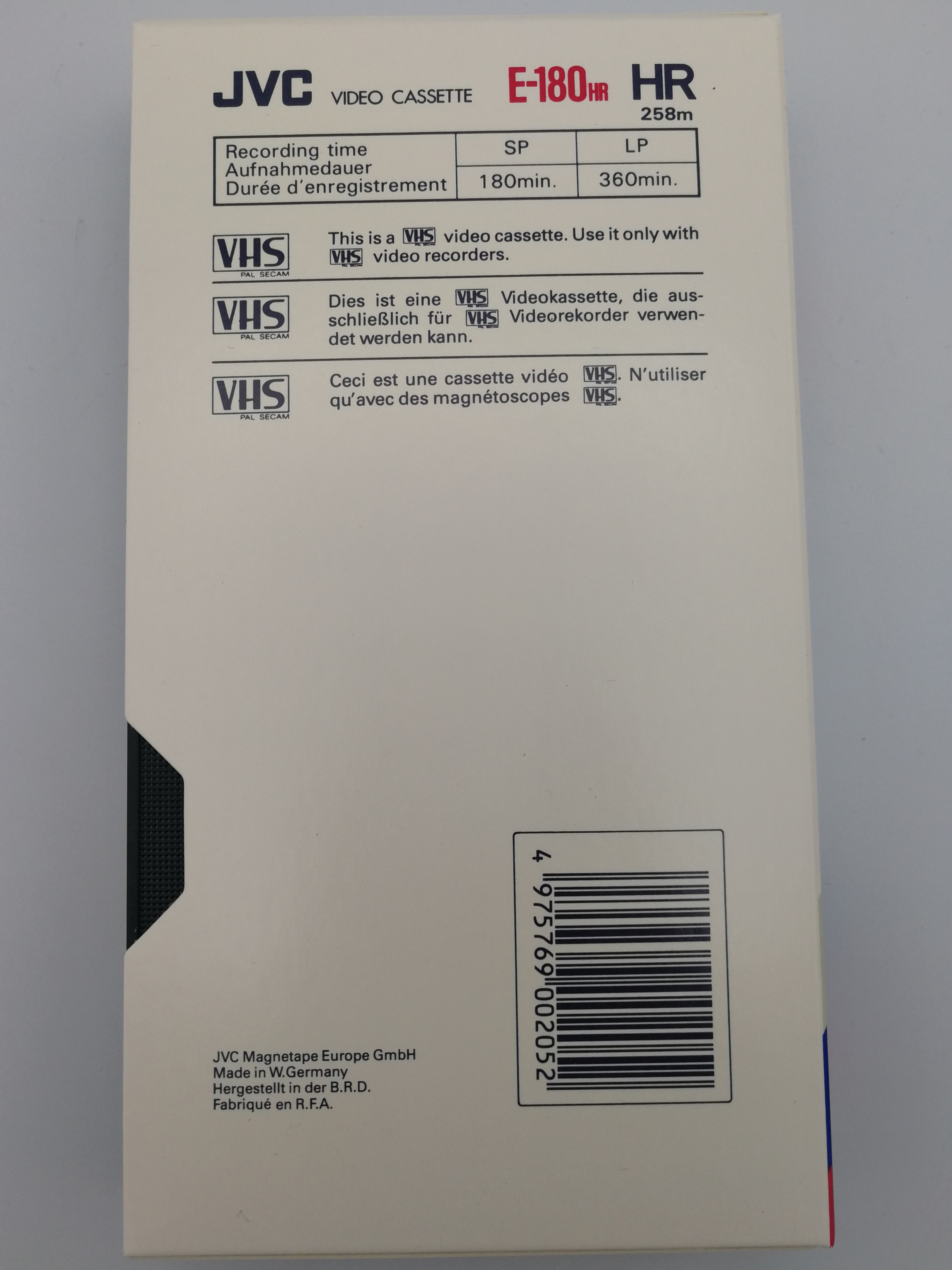 JVC Dynarec E-180HR video casette VHS Pal/Secam / High Resolution ...