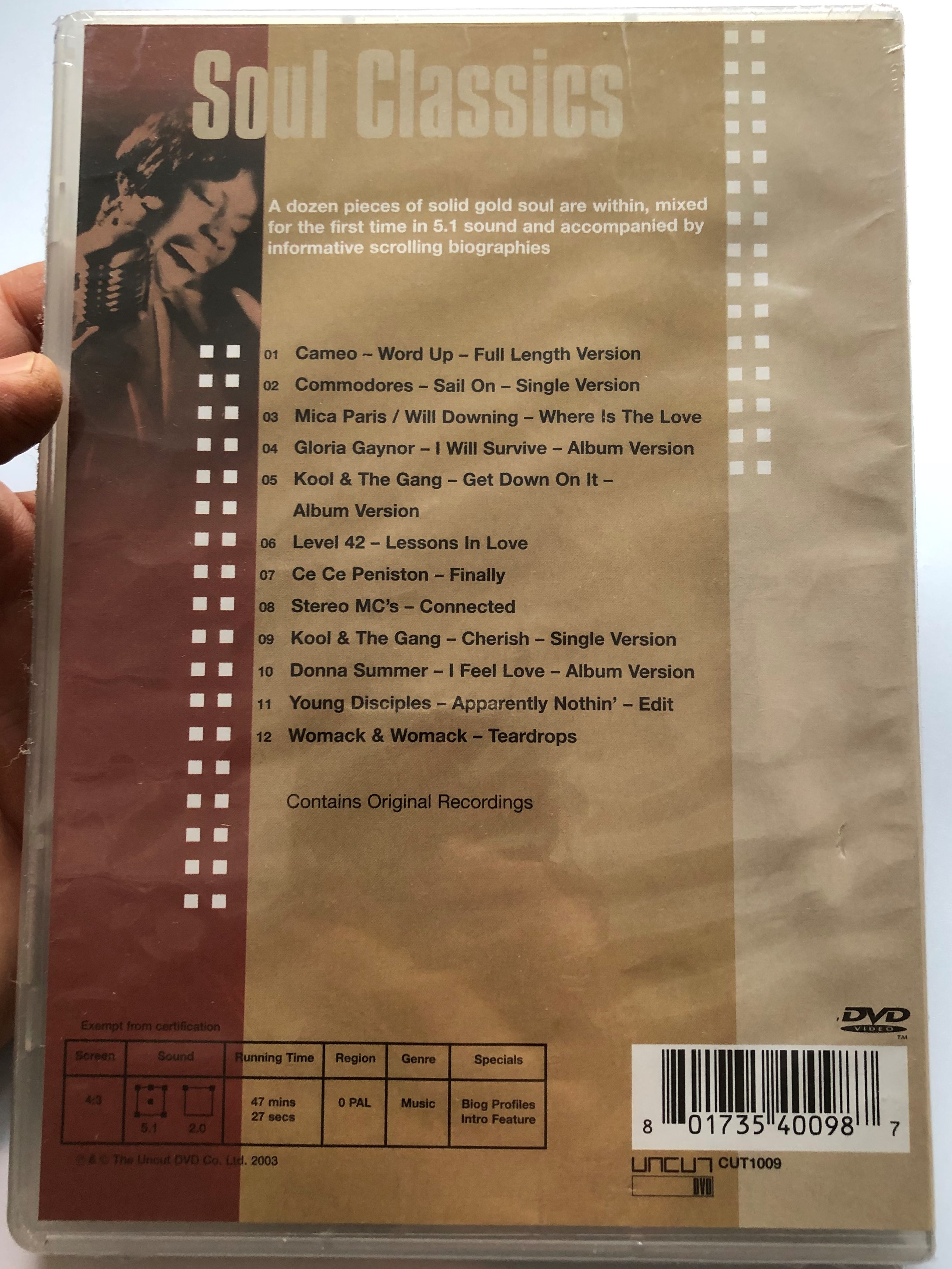 Soul Classics DVD 2003 12 pieces of solid gold soul on DVD / Contains ...