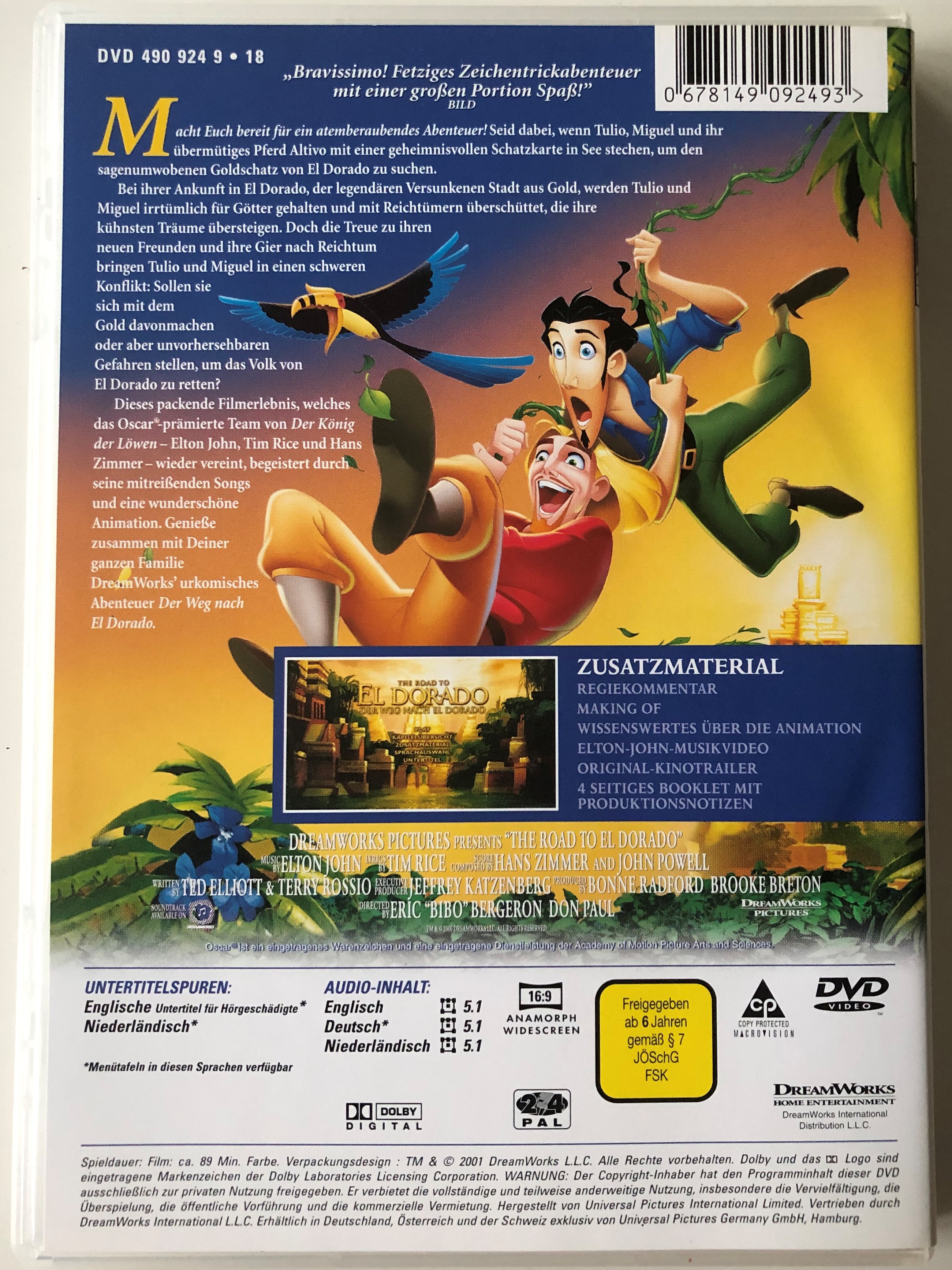 The Road to El Dorado DVD 2000 Der Weg Nach Eldorado / Directed by Don ...