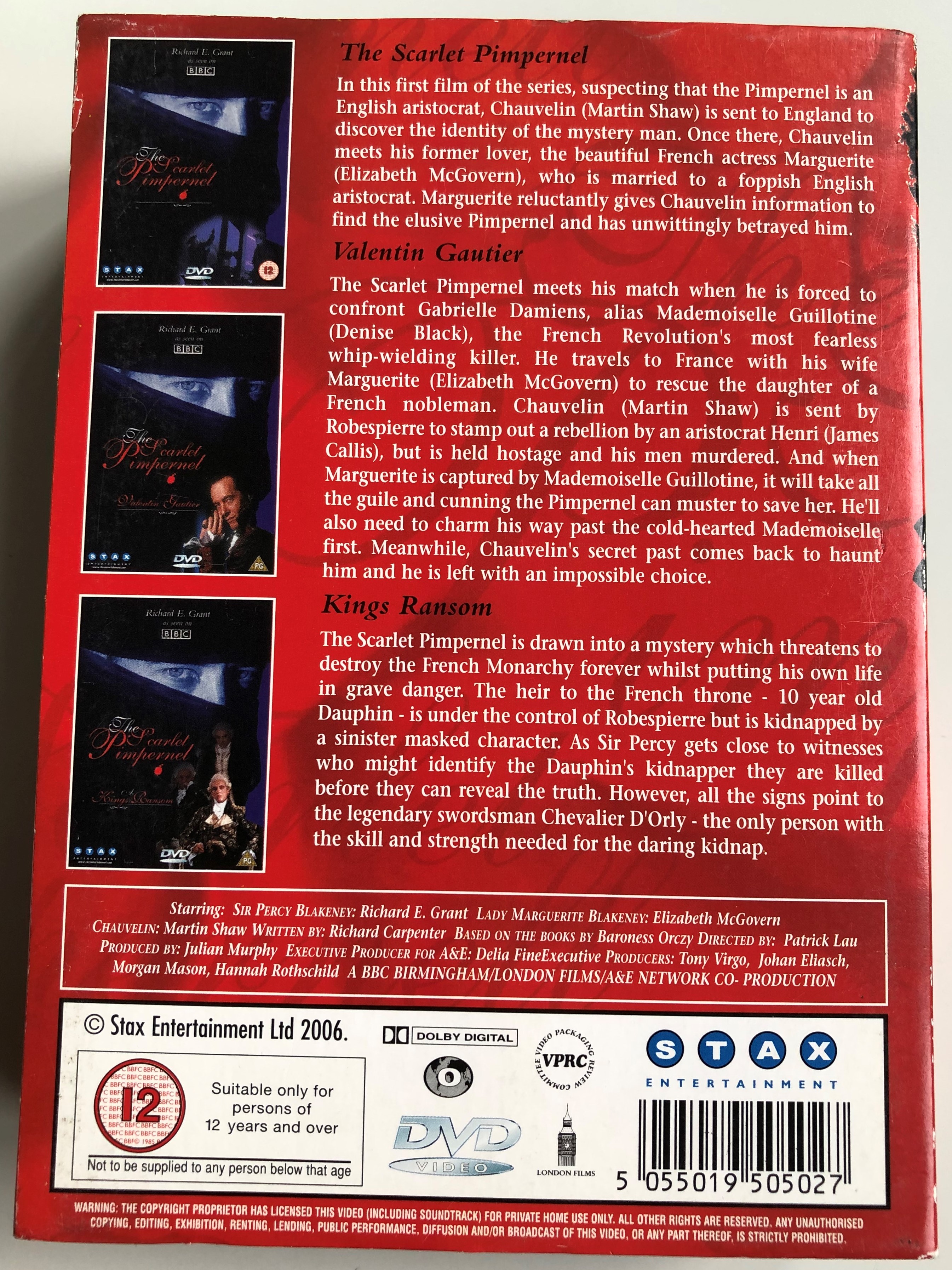 The Scarlet Pimpernel 3xDVD 1998 / Directed by Patrick Lau, Edward ...