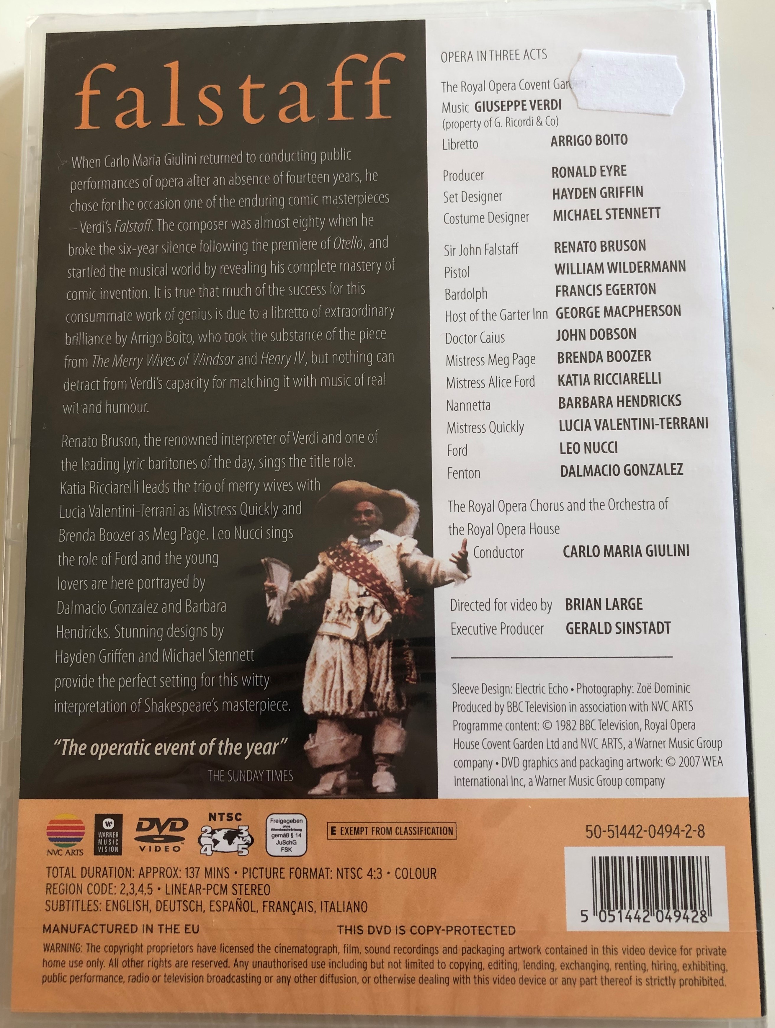 Verdi - falstaff DVD 1982 The Royal opera Covent Garden / Directed by ...