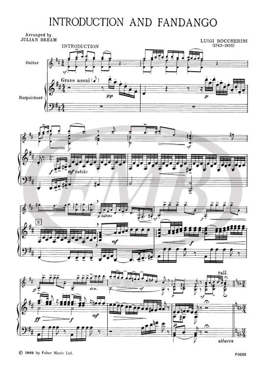 Boccherini, Luigi: Introduction & Fandango (guitar & harpsichord ...